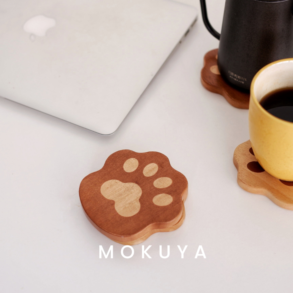 Jual Kukyuu - Tatakan gelas kayu tapak kucing. alas cangkir kayu lucu ...