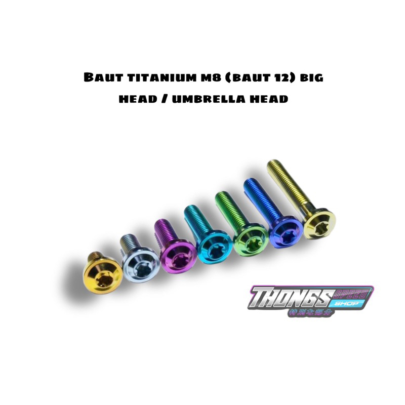 Jual BAUT TITANIUM M8 DRAT 12 BIGHEAD / UMBRELLAHEAD GR5 | Shopee Indonesia