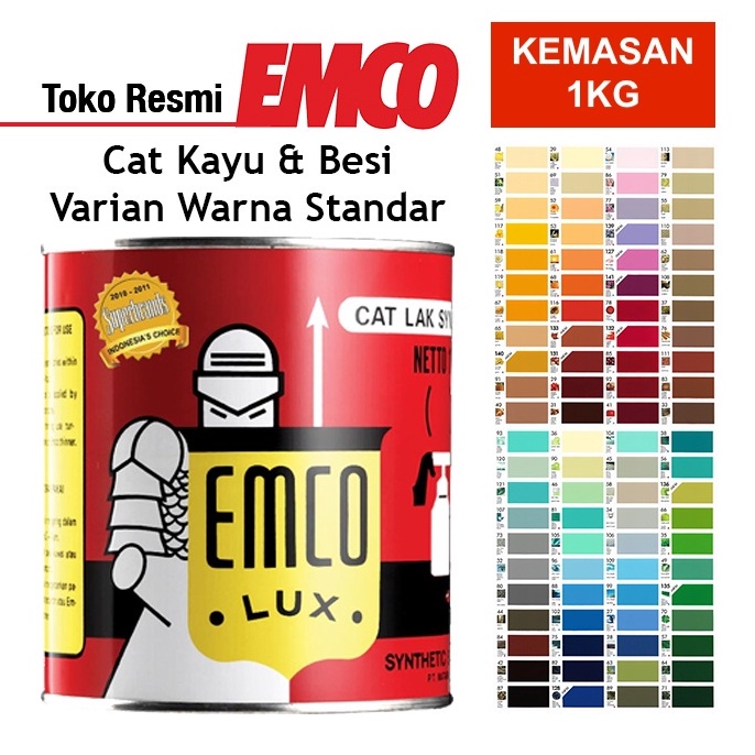 Jual Paling Popular Emco Lux Cat Kayu Besi 1kg Warna Standar Hitam Putih Gloss Doff Kilap lihat ...