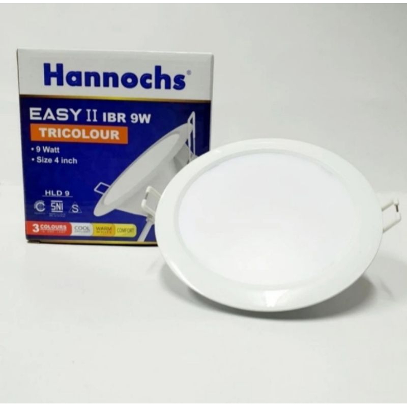 Jual Lampu Downlight LED Plafon Tanam IB Inbow HANNOCHS EASY II IBR Tricolor 9 Watt Bulat ...