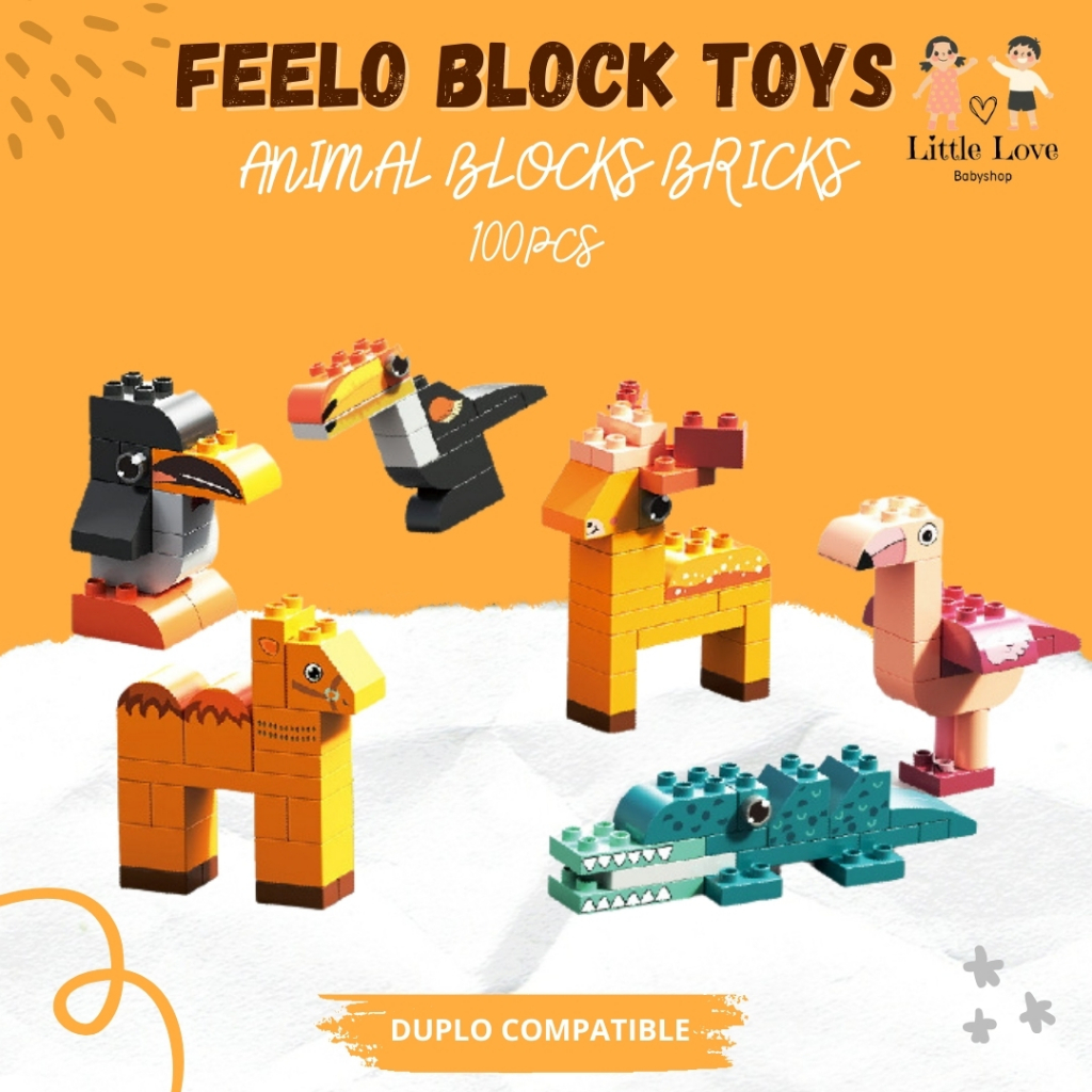 Jual Feelo Compatible Duplo Feelo Animal Blocks Bricks 100pcs / 102 pcs ...