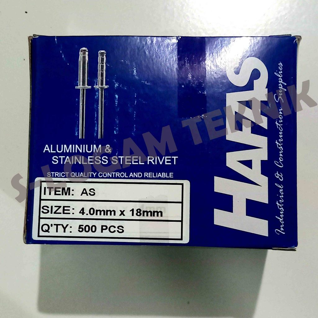 Jual Paku Rifet Rivet 4.0 x 18 mm HAFAS Aluminium Stainless Steel ...