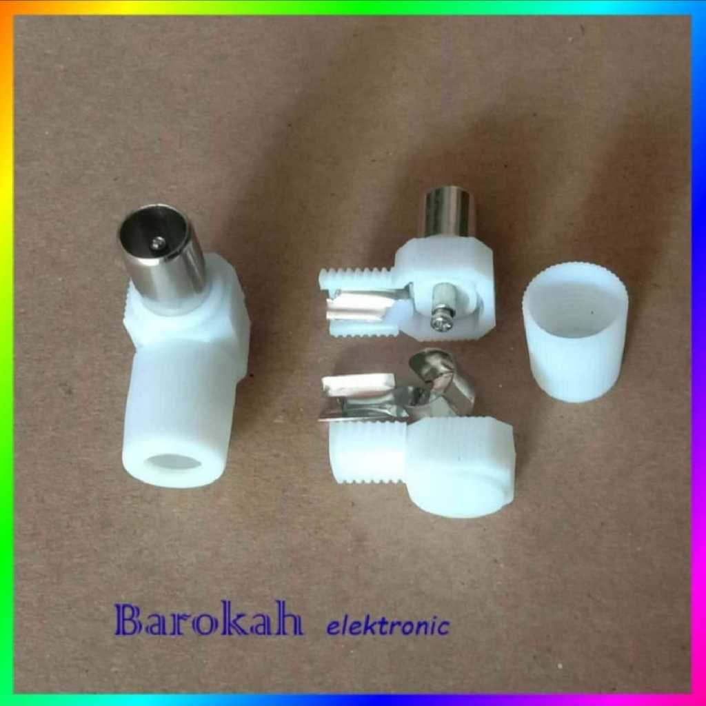 Jual Jack Antena Tv L Putih Bengkok EE Konektor Male | Shopee Indonesia