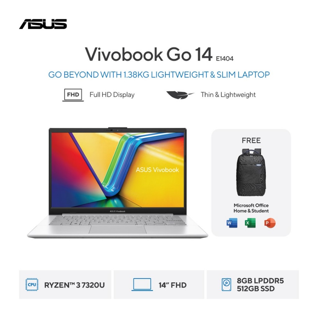 Jual ASUS Vivobook Go 14 E1404FA-FHD352 AMD Ryzen 3 7320U AMD Radeon ...