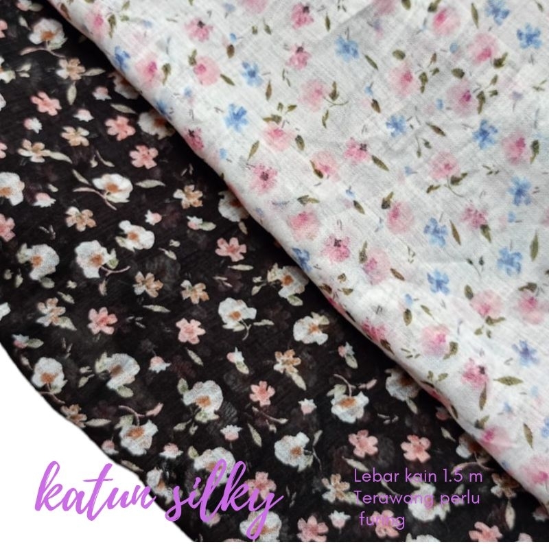 Jual kain katun silky motif bunga | Shopee Indonesia