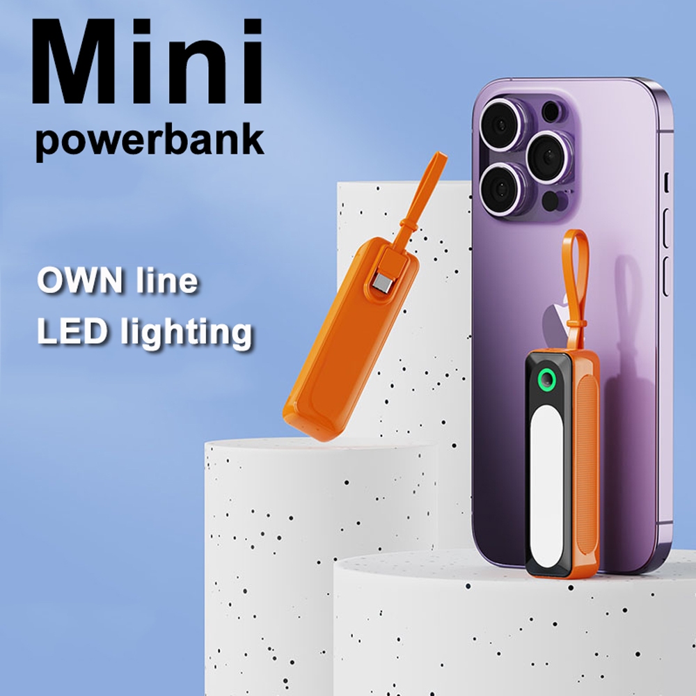 Jual Mivok Mini Powerbank dengan lampu 5000mAh Kabel Type-C & iOS ...