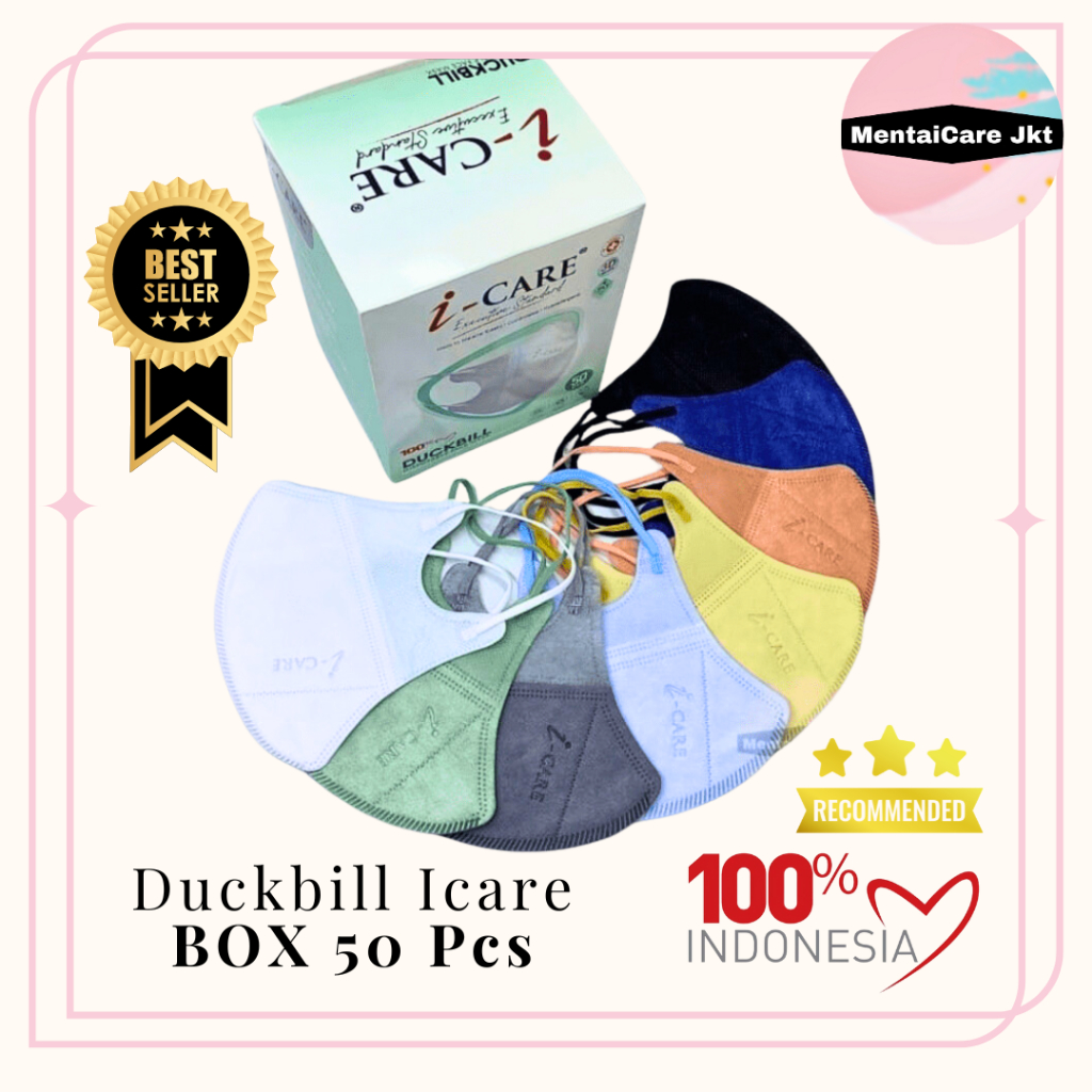 Jual [Harga GROSIR] Masker Medis ICARE Duckbill EMBOS Earloop 4ply BOX ...