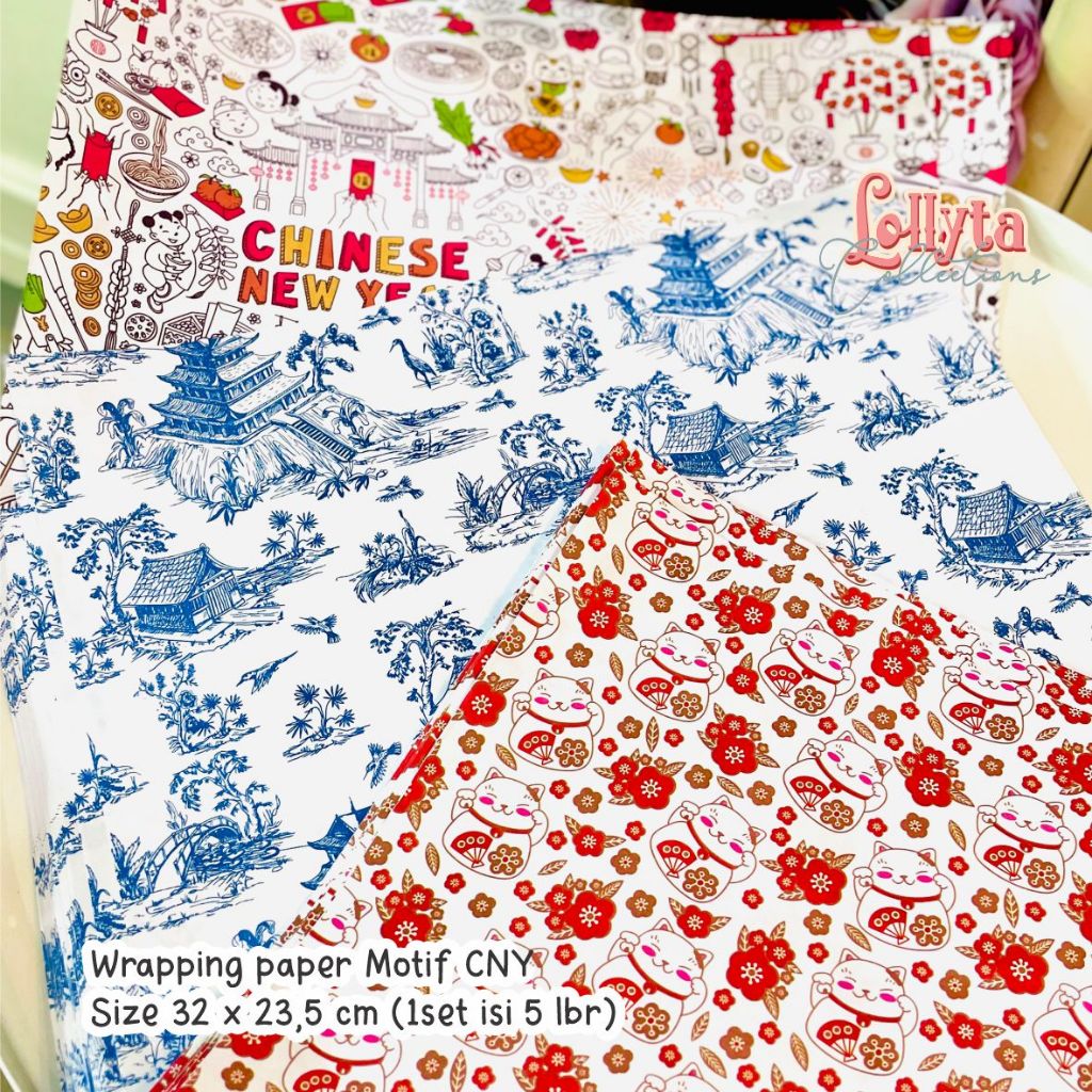 Jual Wrapping Paper / Pembungkus Roti ISI 10 lbr Motif CNY / Imlek 2024 ...