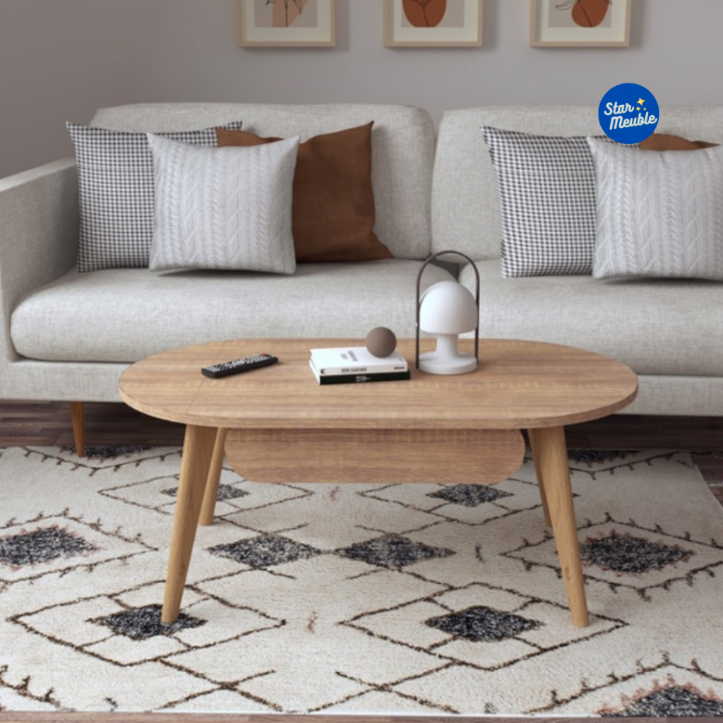 Jual Alana Coffee Table Meja Tamu Kayu Oval Meja Ruang Keluarga Wooden ...