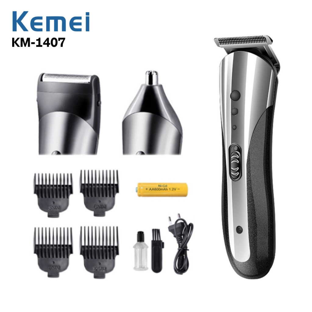 Jual KEMEI KM 1407 3in1 Alat Cukur Rambut Kumis dan Jenggot Bulu Hidung Elektrik | Shopee Indonesia