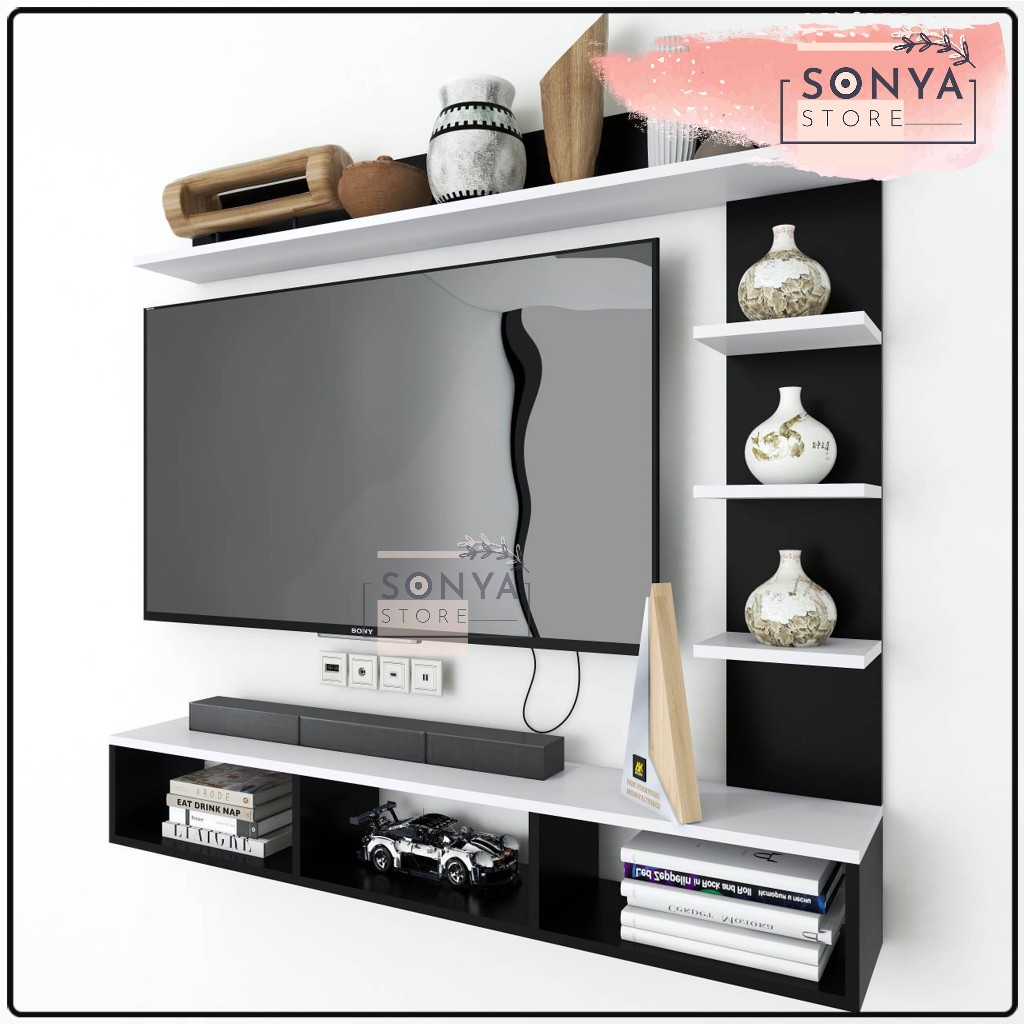 Jual Rak tv Tempel Dinding Minimalis 32-55 inch | Set Furniture Rak ...