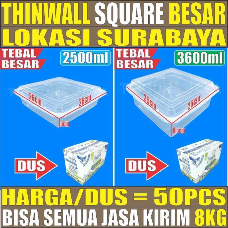 Jual Thinwall Besar Tebal Sq 2500ml / Square 3600ml Plastik Tempat ...