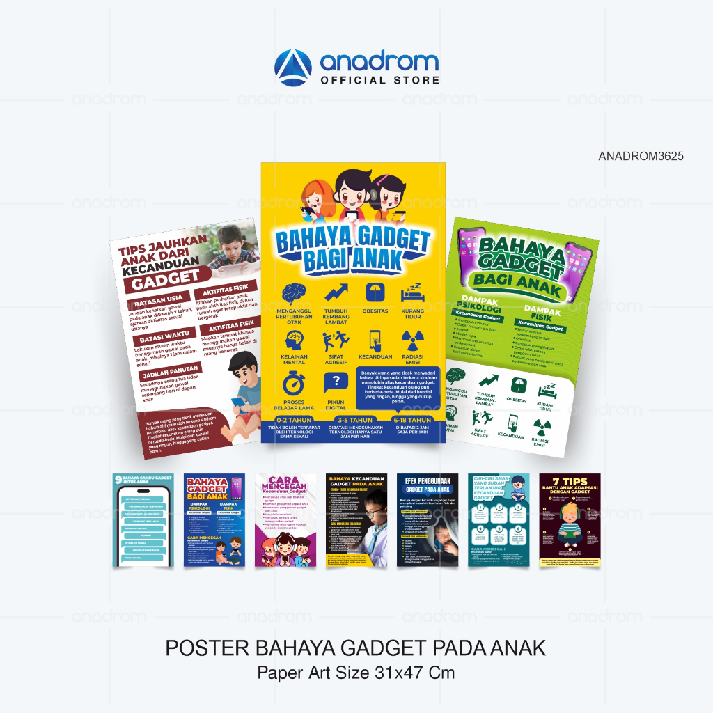 Jual Poster Seputar Bahaya Gadget Pada Anak | Poster Bahaya Kecanduan ...