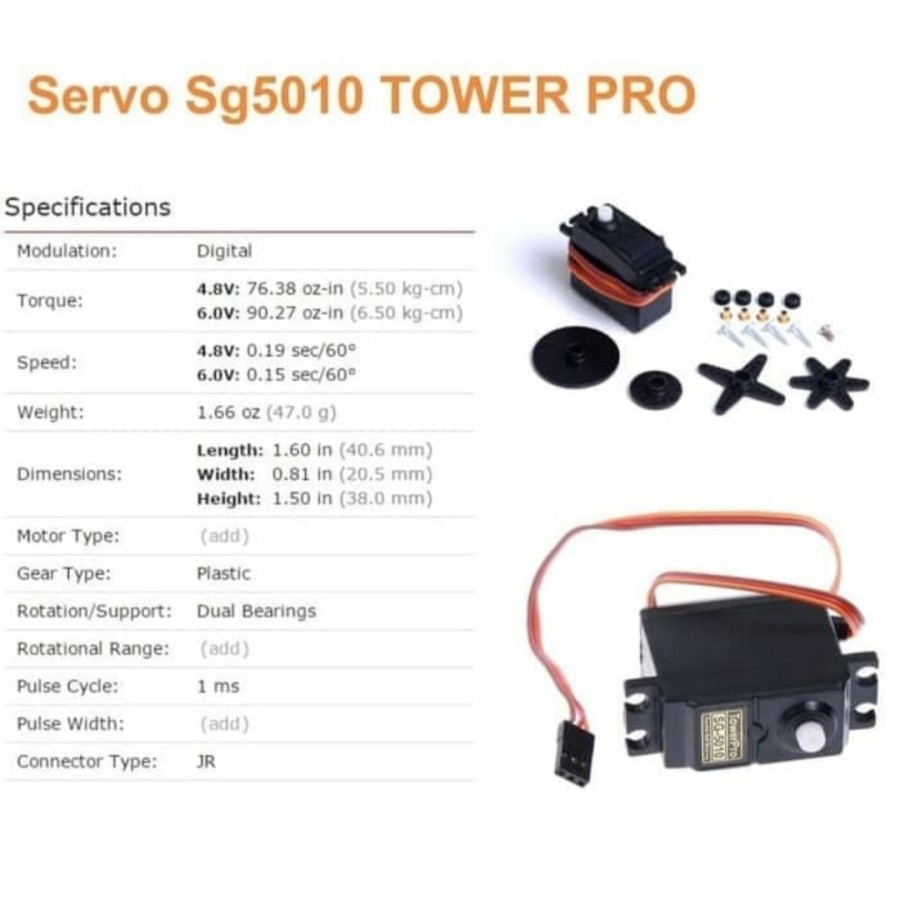 Jual Motor Servo SG-5010 Double Ball Bearing SG5010 Servo Motor ... Jual Motor Servo SG-5010 Double Ball Bearing SG5010 Servo Motor ...