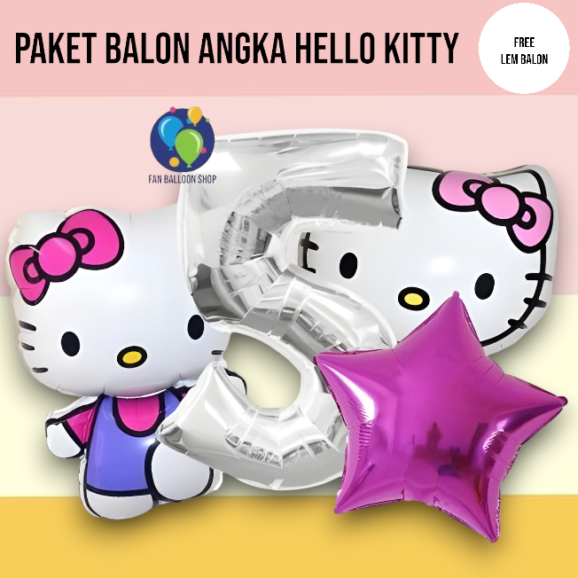Jual Paket Balon Hello Kitty Angka / Set Dekorasi Ulang Tahun Anak ...