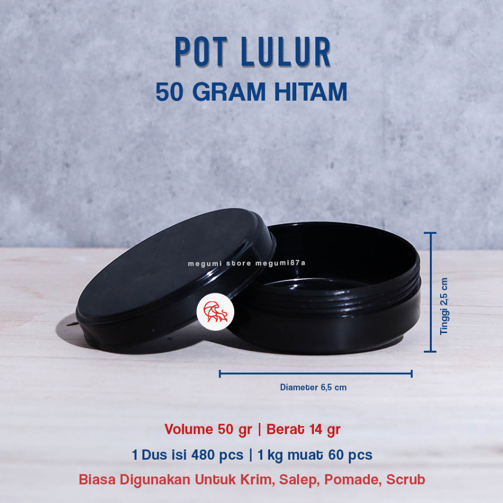 Jual Pot POMADE wadah lulur pot lulur 50gr hitam | Shopee Indonesia