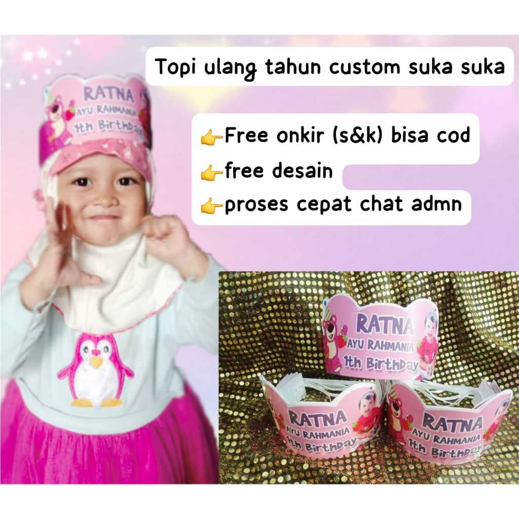 Jual Topi ulang tahun tema topi ulang tahun custom topi ulang tahun ...