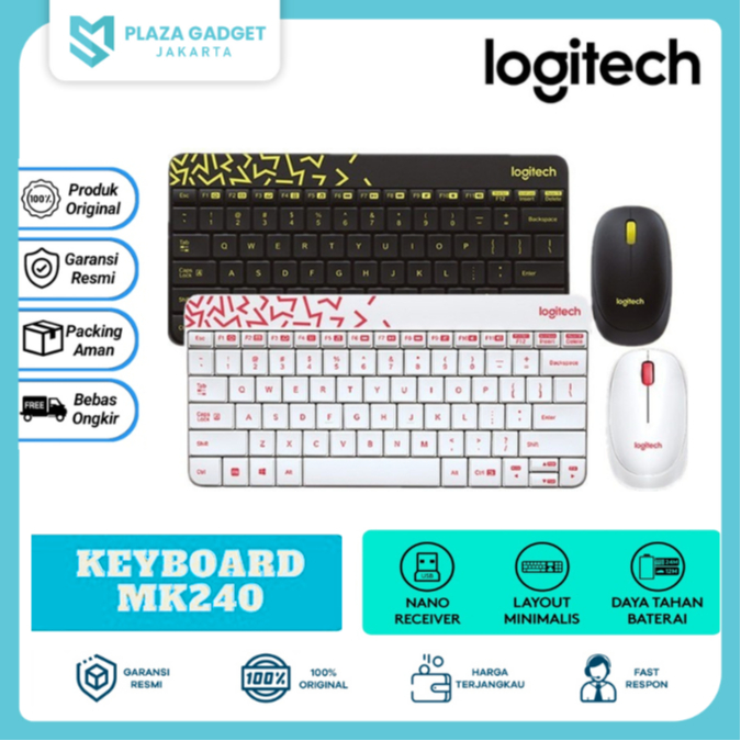 Jual Logitech Wireless Mouse Keyboard MK240 Paket Combo / MK 240 nano ...