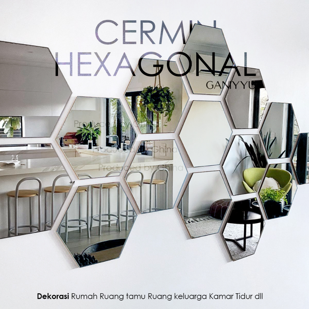Jual Cermin Hexagonal 16 CM Kualitas Sempurna l Dekorasi Rumah Ruangan ...