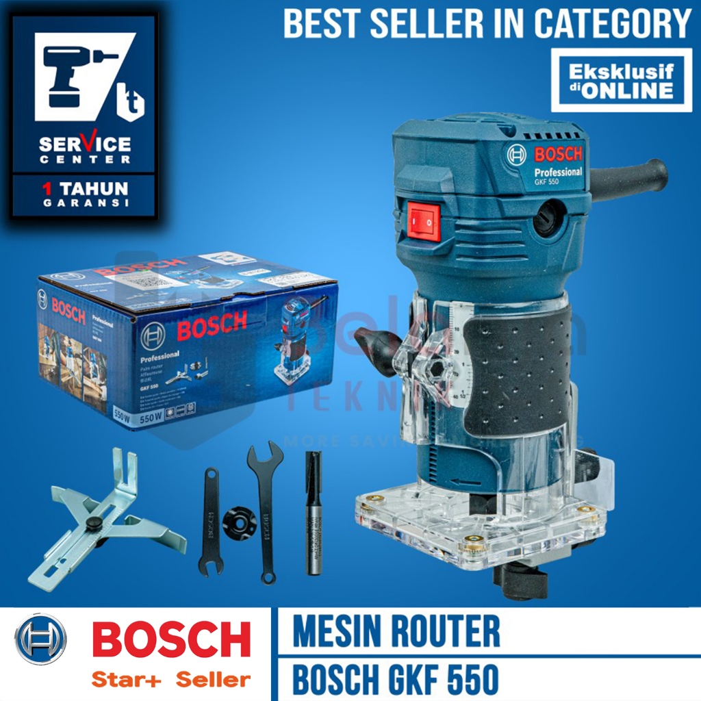 Jual BOSCH GKF 550 Mesin Router Profil Kayu Wood Trimmer 1/4" Inch 550 ...