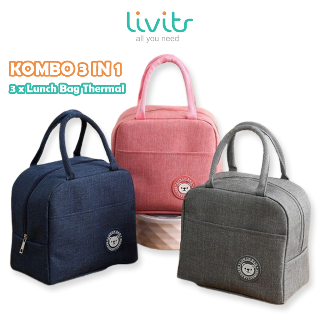 Jual 3 PCS TAS BEKAL ANTI AIR | 3 IN 1 LUNCH BAG | TAS BEKAL | THERMAL ...