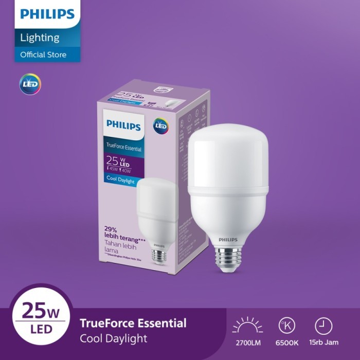Jual Lampu Led Philips 25w 25 watt Cool Daylight Essential Trueforce ...