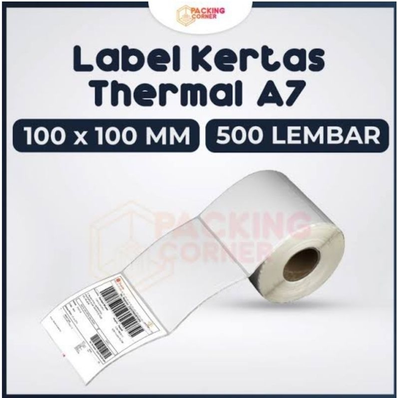 Jual LABEL STICKER THERMAL 100 X 100 isi 500 pcs / BARCODE 100X100 UKURAN A7 / Kertas Resi ...