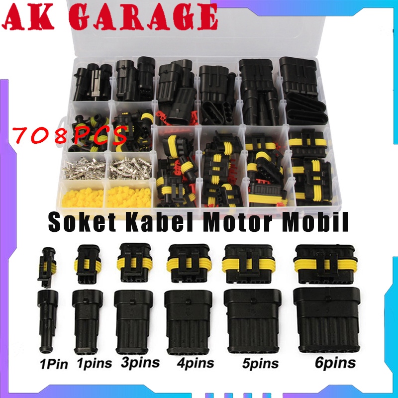 Jual Soket Kabel Motor Mobil 1 2 3 4 5 6 Pin KECIL Waterproof - Skun ...
