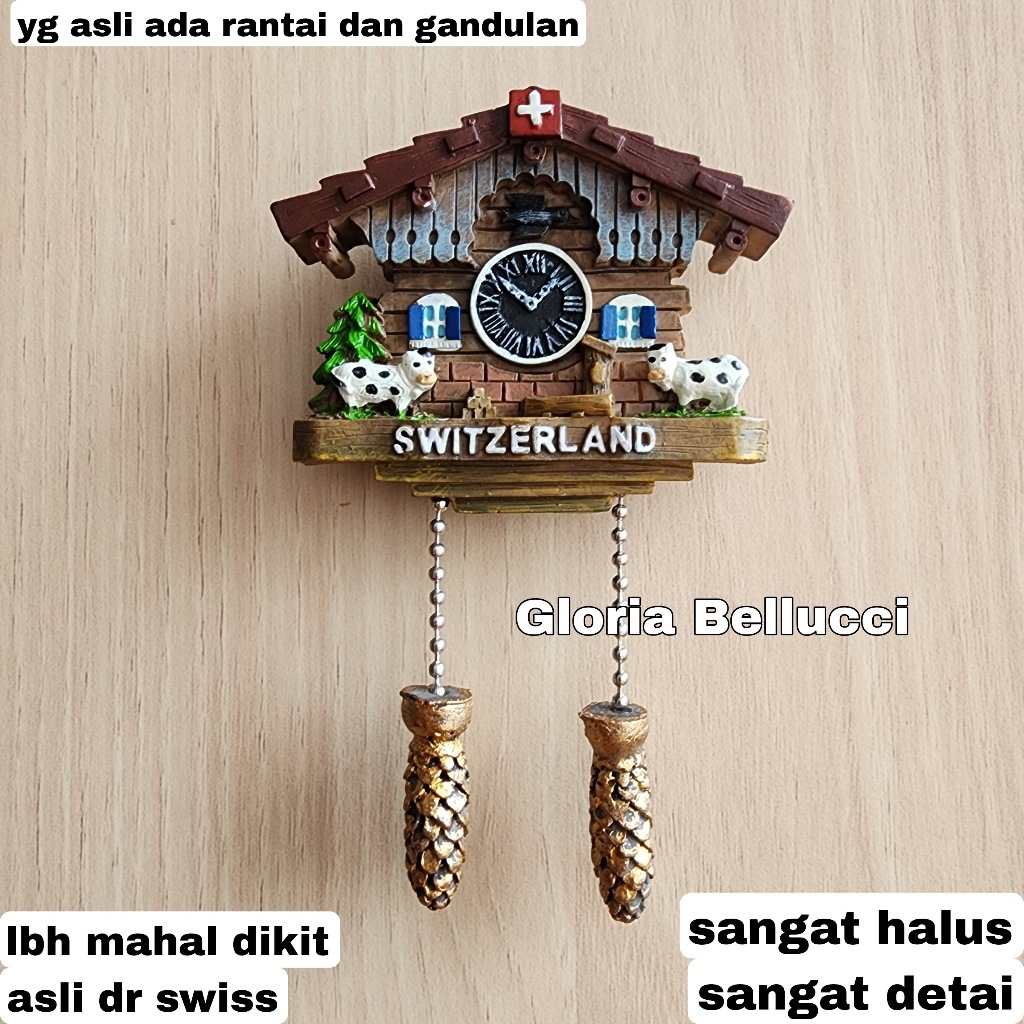 Jual tempelan hiasan kulkas magnet switzerland jam cuckoo souvenir oleh ...