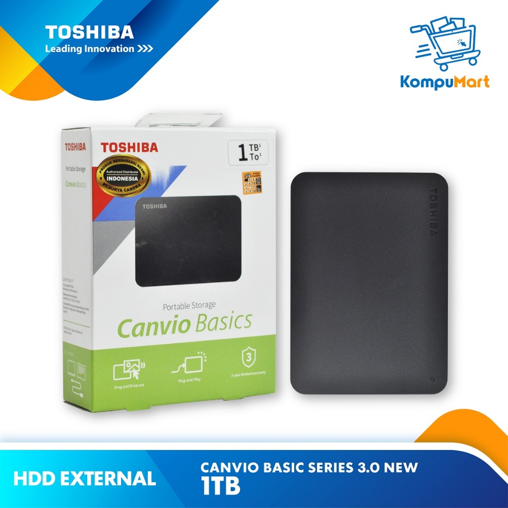 Jual HDD Eksternal Toshiba Canvio Basic 1TB / Hardisk | Shopee Indonesia