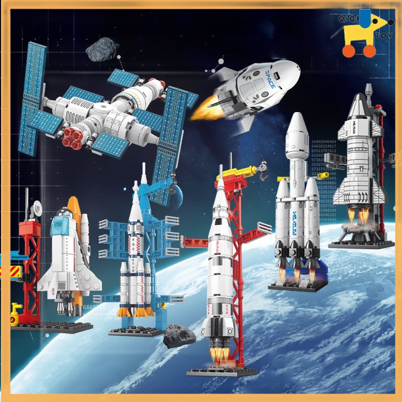 Jual QIQI TOYS Mini Roket Space Mainan Balok Blok Susun Nano Building ...