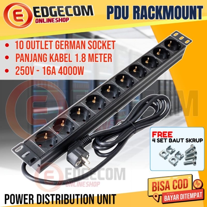 Jual PDU POWER DISTRIBUTION UNIT 10 HOLE GERMAN OUTLET 1,8 METER 250V ...