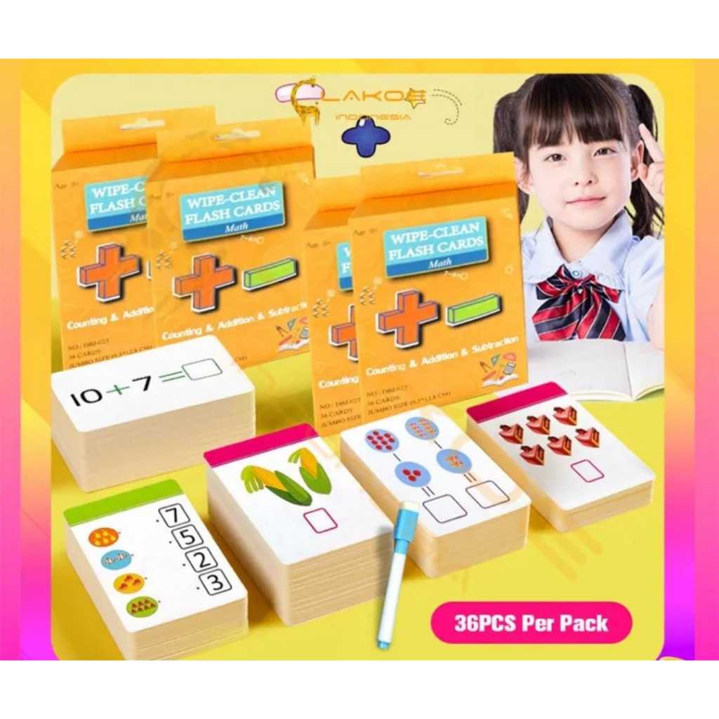 Jual WIPE CLEAN FLASH CARD MATH ALPHABET NUMBER || COUNTING & ADDITION ...
