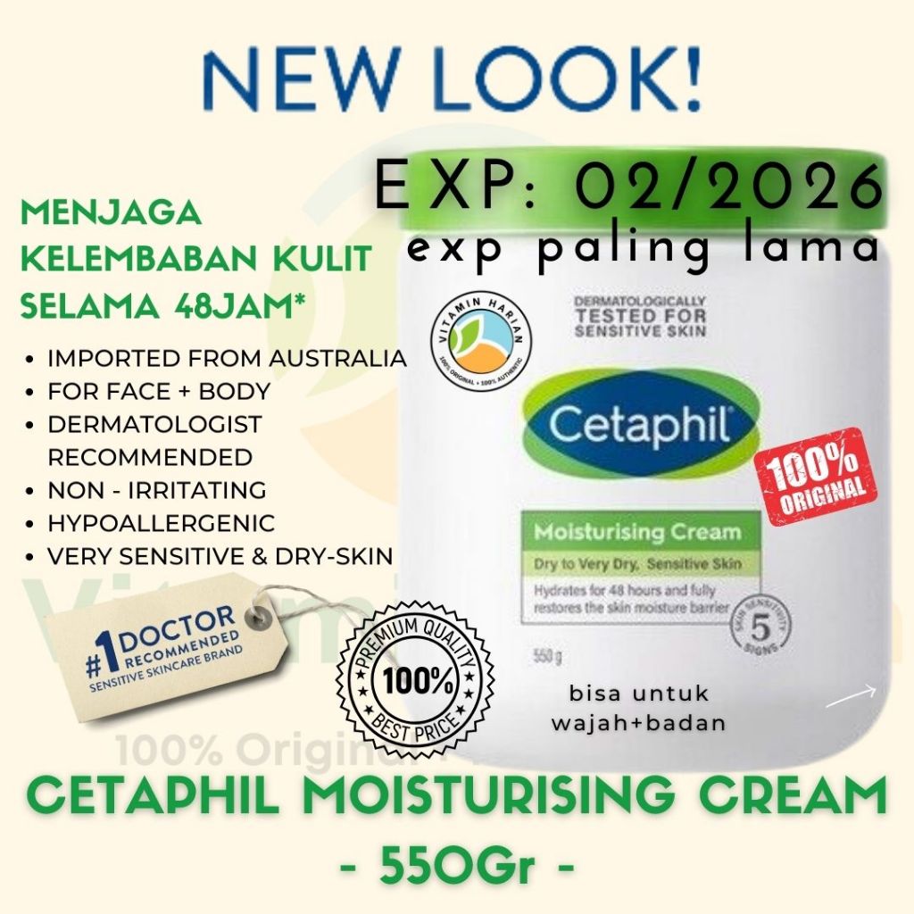 Jual READY - NEW CETAPHIL MOISTURISING CREAM 550GR FACE AND BODY ...