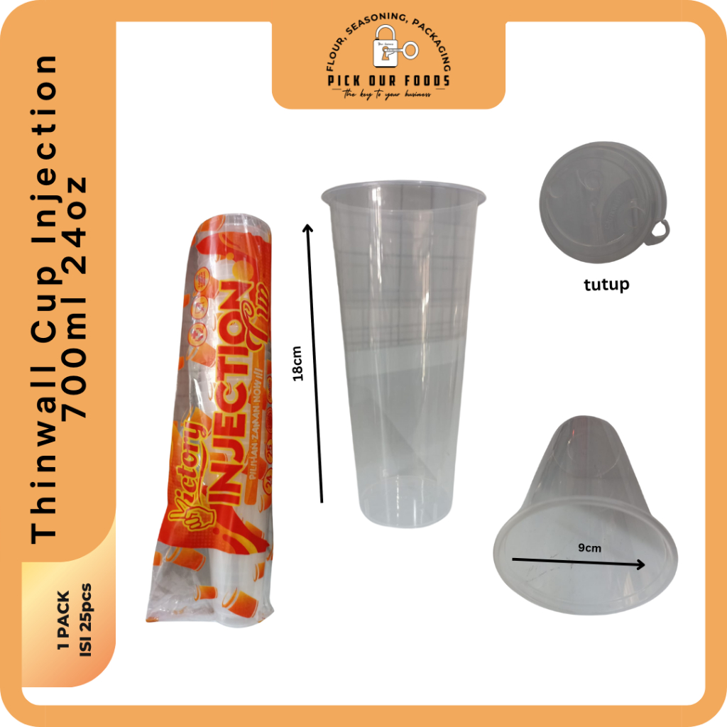 Jual Cup PP injection 700ml | Gelas Cup Thinwall Bening 24oz | Gelas ...