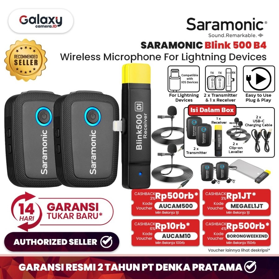 Jual Saramonic Blink 500 B4 Wireless Microphone Mic For Iphone Ios