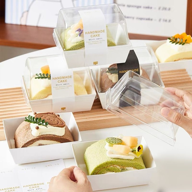 Jual 10pcs PREMIUM paper box cake slice cake box kotak tray kue dessert bolu gulung | Shopee ...