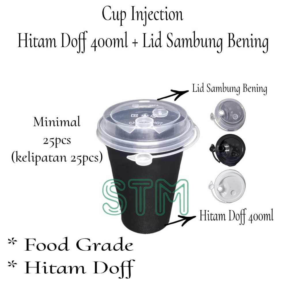 Jual Isi 25Pcs/Set Thinwall Cup PPI injection Glosy Hitam 14oz /Gelas ...