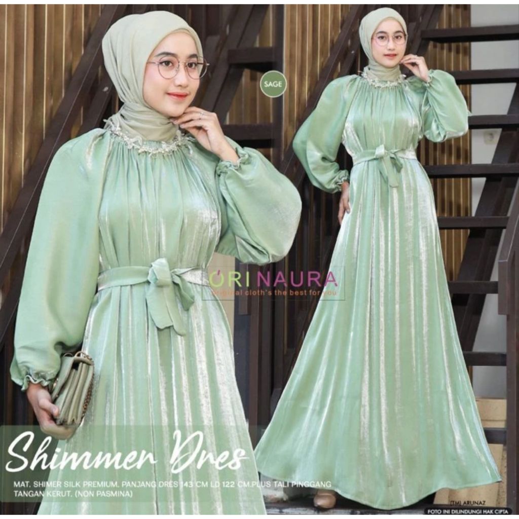Jual Shimmer Dress Baju Gamis Wanita Bahan Cradenza Shimmer Silk ...