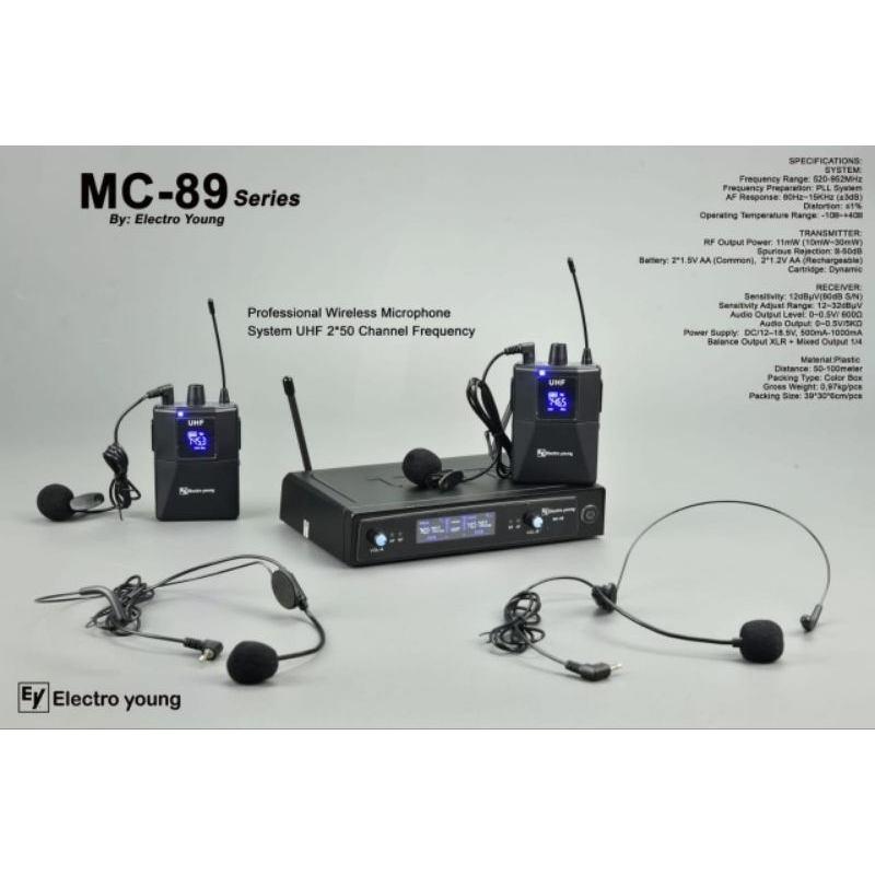 Jual MICROPHONE WIRELEES ELECTRO YOUNG MC-89 ORIGINAL MIC CLIPON DAN ...