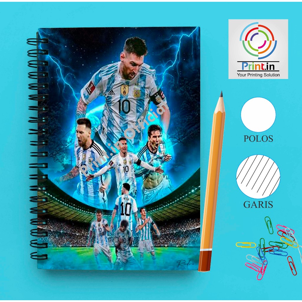 Jual Notebook Spiral Tema Sepakbola Lionel Messi A5 GARIS/POLOS ...