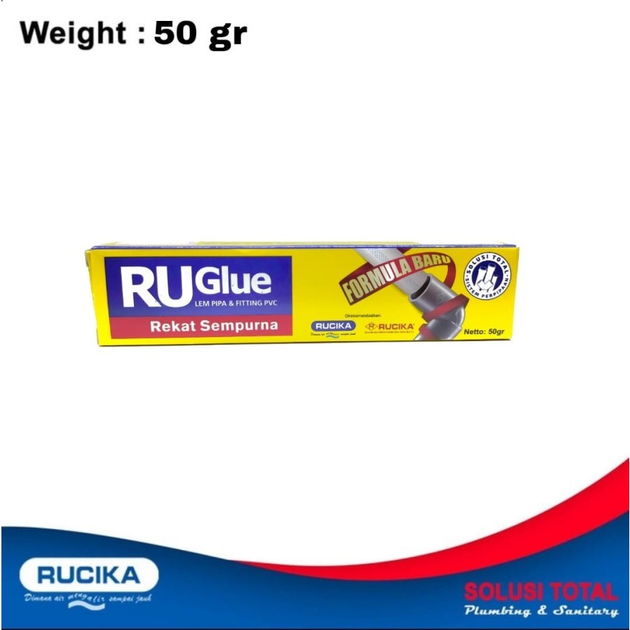 Jual Lem Tube Rucika Ruglue Pipa pralon PVC 50 gr Perekat Pipa 50 Gram ...