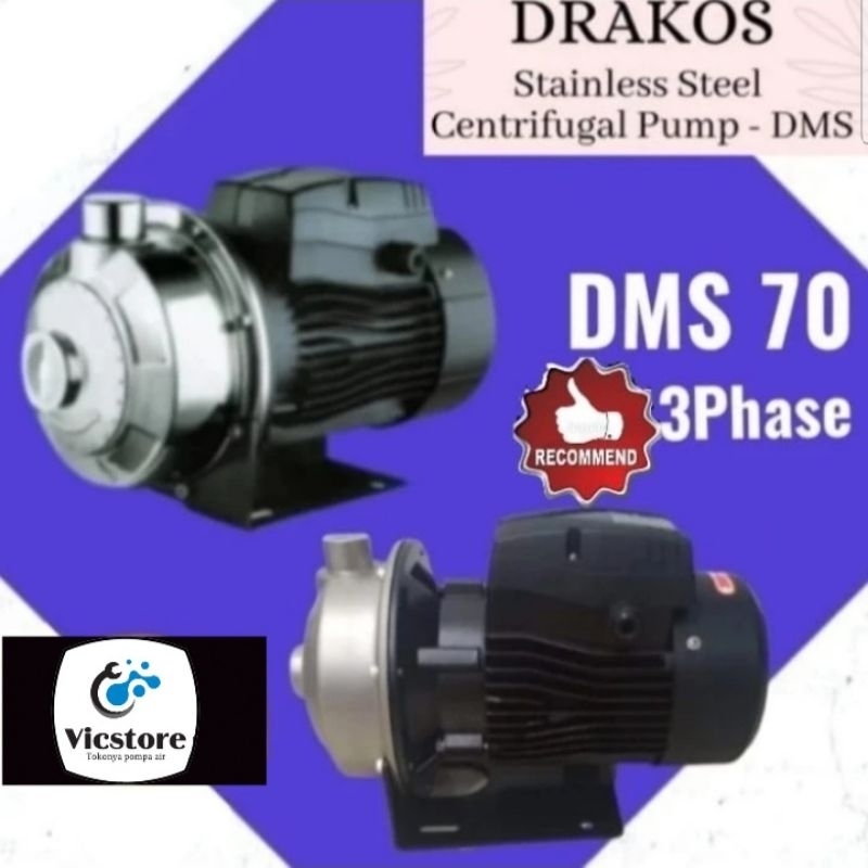Jual Pompa centrifugal Drakos dms 70 0,5hp stainless 0.5hp 3phase 3phs ...