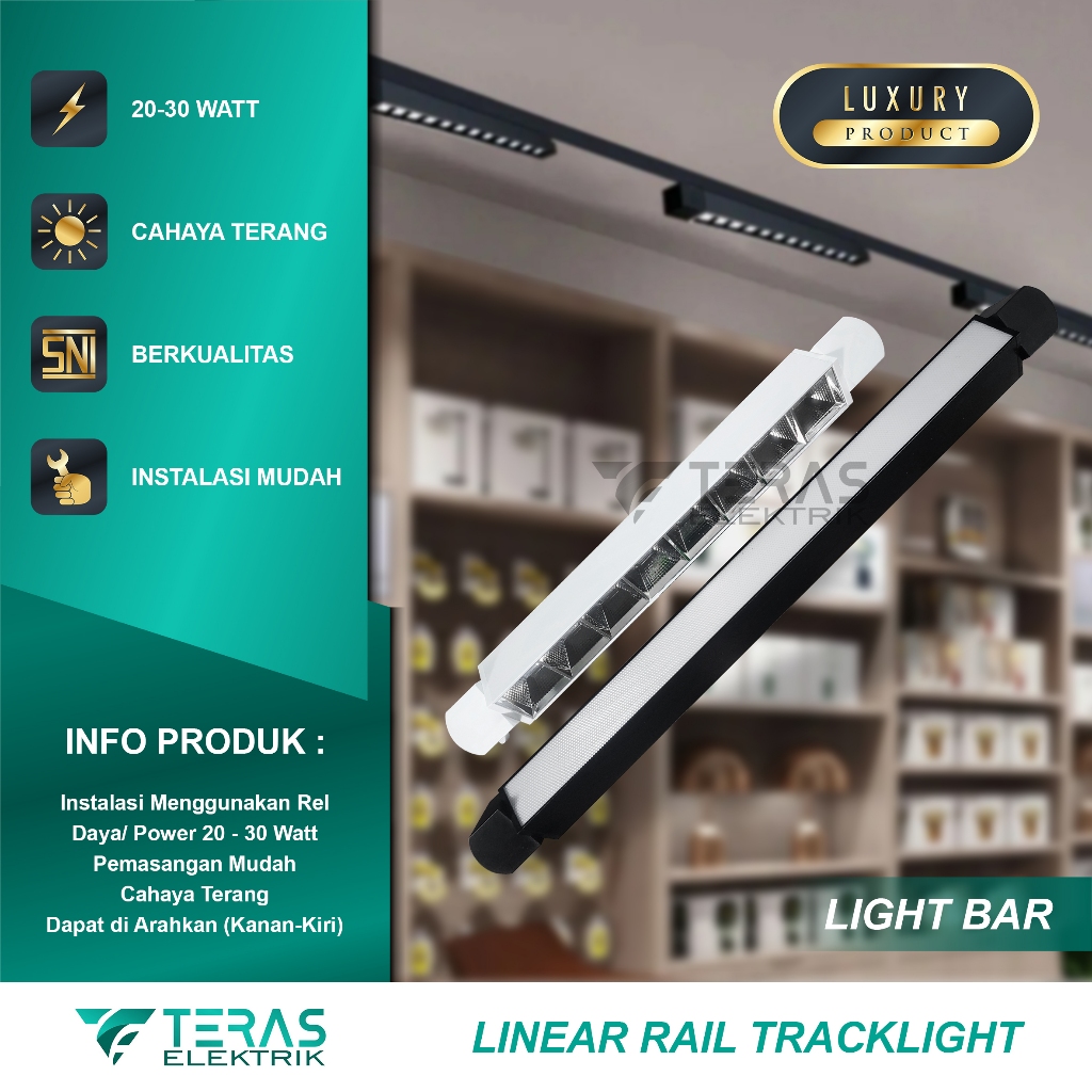 Jual Lampu sorot rel track 20 Watt linear rail track satuan bar light ...