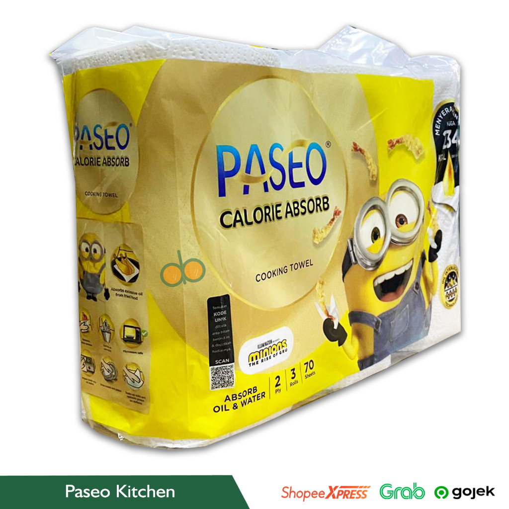 Jual Paseo kitchen roll calorie absorb 3 roll 2 ply 70 sheets | Shopee ...