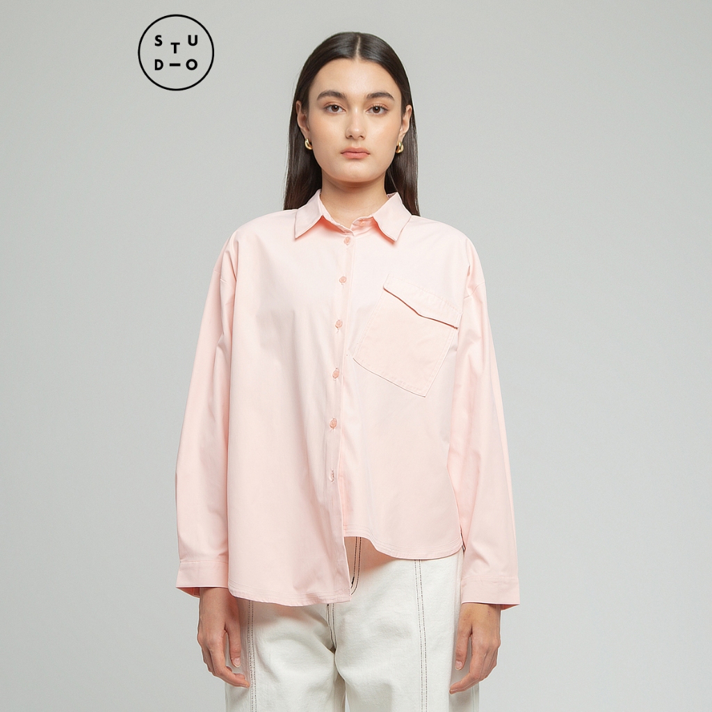 Jual COTTONINK Studio - Atasan Kemeja Wanita Pink Bedisa | Shopee Indonesia