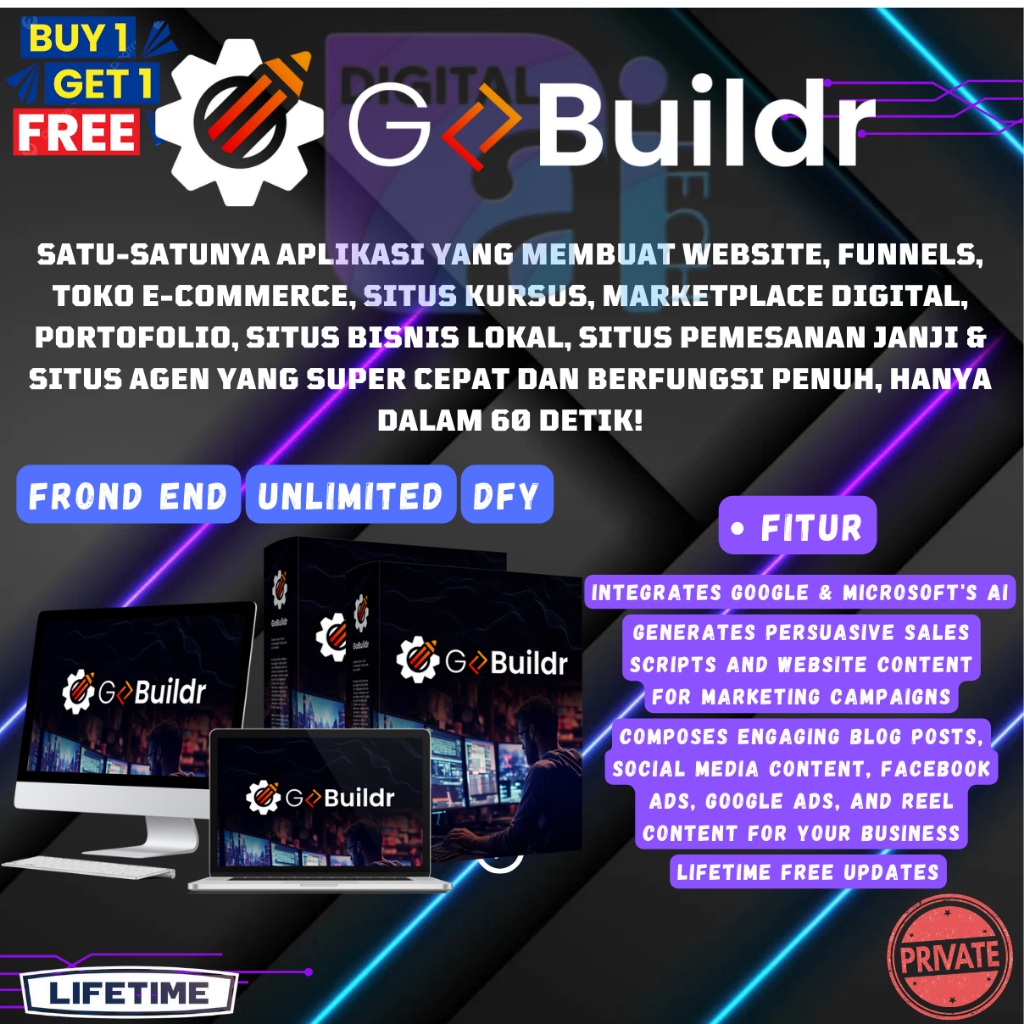 Jual LifeTime - Go Buildr - aplikasi pembangun situs web cerdas bertenaga AI yang bikin bikin ...