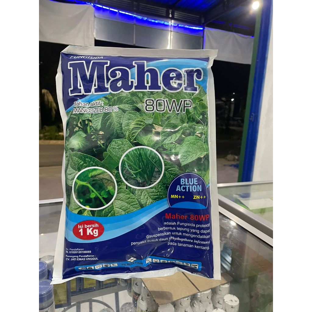 Jual MAHER 80 WP FUNGISIDA MANCOZEB BIRU 1KG | Shopee Indonesia