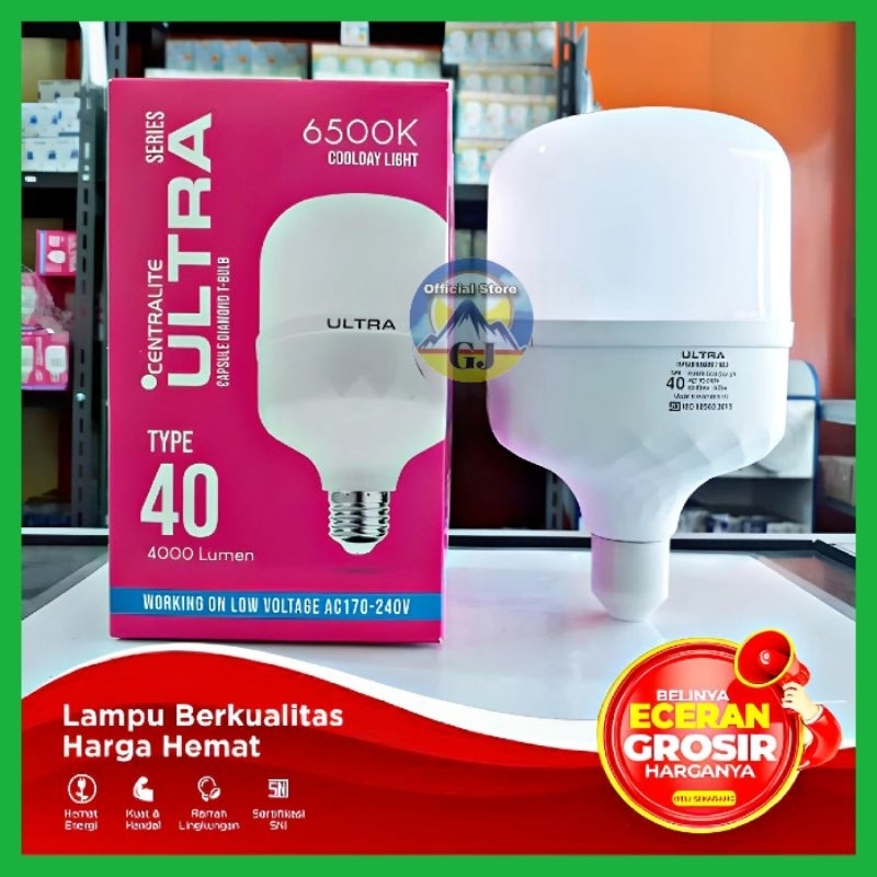 Jual Centralite Ultra Bola Lampu 40 Watt Bohlam LED Tabung Jumbo Cahaya Putih Terang | Shopee ...