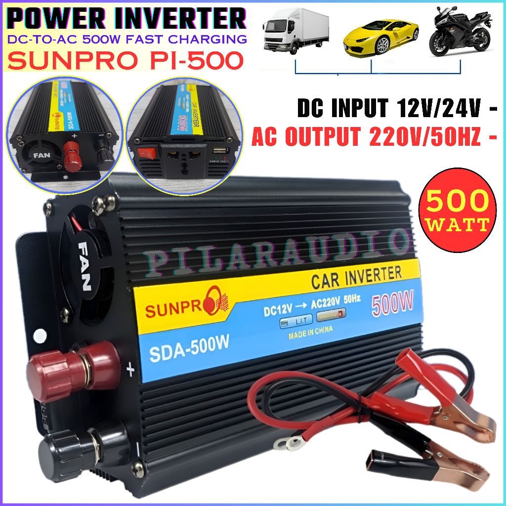 Jual Power Inverter Sunpro 500W 12v 24v Inverter 500W SDA-500 Pengubah ...